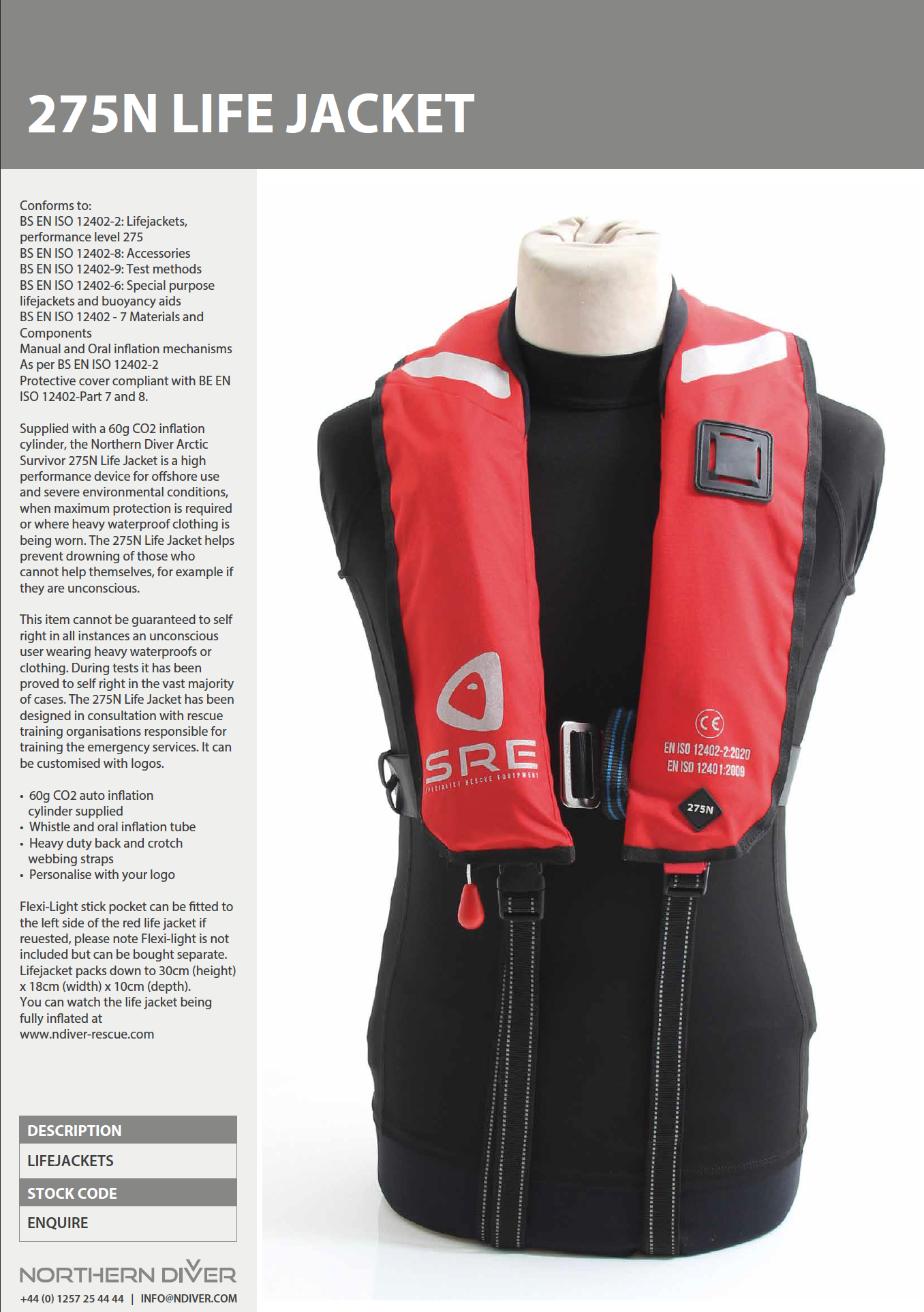 275N Life Jacket | Life Jackets | Northern Diver | NDiver